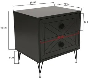Noční stolek LUNA 55x50 cm antracit/černá