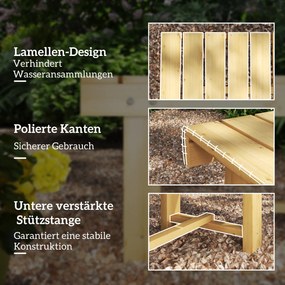 Zahradní lavice Outsunny, 2místná, masivní dřevo, 110 x 38 x 35 cm, voděodolná, odolná, stabilní, na balkon, zahradu, terasu, přírodní barva | Aosom