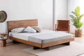Tmavě hnědá dřevěná postel LUNA Patna, 100X200
