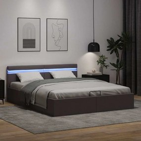Rám postele LED s úložným prostorem šedý umělá kůže 160x200 cm 285556