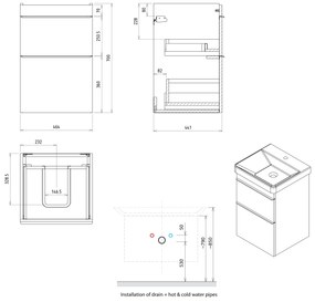 Sapho Sapho, SITIA umyvadlová skříňka 46,4x70x43,4cm, 2x zásuvka, bílá matná, SI050-3131