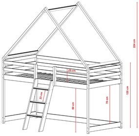 Legno Dětská patrová postel Mono grafit Rozměr (cm): 80x180