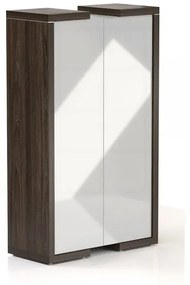 Vysoká skříň Lineart 111,2 x 50 x 187,6 cm / Jilm tmavý a bílá