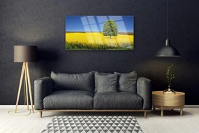 Obraz na skle Louka Strom Příroda Pole 100x50 cm