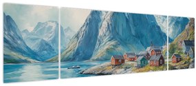 Obraz - Norská vesnička (170x50 cm)