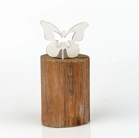 Svícen na čajovou svíčku špalek s motýlem 16,5cm