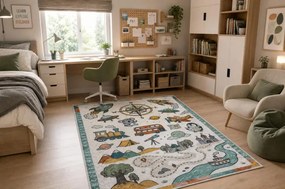 Dětský koberec protiskluzový BAMBINO 61420 krémový / zelený