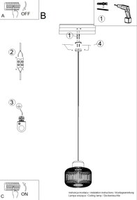 Závěsné svítidlo Gabbia, 1x černé drátěné stínítko, dřevo, (fi 35cm)