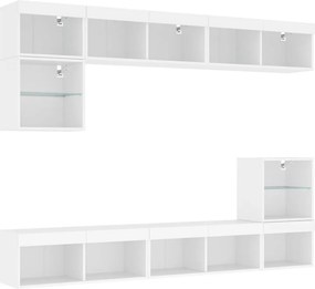 8dílná obývací stěna s LED osvětlením bílá kompozitní dřevo 3216668
