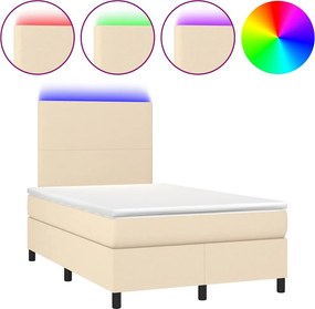 Box spring postel s matrací a LED krémová 120x190 cm textil 3270188