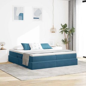 Postel s úložným prostorem a matrací Tmavě modrá 200 x 200 cm 3370371