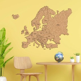 DUBLEZ | Korkový obraz mapy Evropy + Státy v angličtině