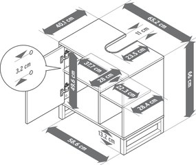 Tchibo - Skříňka pod umyvadlo s dvířky a bočním prostorem - barva: bílá