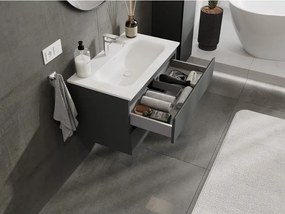 Mexen Orio, koupelnová skříňka 80 cm s umyvadlem Vela, 2 zásuvky, grafitová matná/bílá matná, 91A10-08047-2-BFF66-W23M01