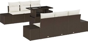 Set pohovek 7 ks Hnědá a krémová polyratan 3349104