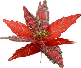 Červeno-zlatá dekorace květina vánoční hvězda Poinsettia - Ø 39*24 cm