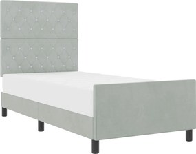 Postel s boxspringem s čelo Světle šedá 90 x 190 cm samet 3344843