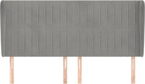 Čelo postele typu ušák světle šedé 183x23x118/128 cm samet 3118254