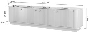 TV stolek Vesper 4D 187 cm - kašmír / ořech / zlaté úchyty