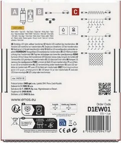 Propojovací vánoční řetěz bez zdroje EMOS Connecting D1EW01 ZY1442 100LED záclona 1x2m teplá bílá