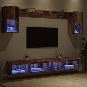 TV nástěnné jednotky s LED 6 ks Staré dřevo Kompozitní dřevo 3402955