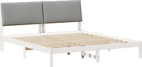 Rám postele s čelo Bílá a světle šedá 200 x 200 cm 3394362
