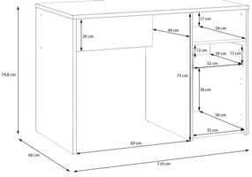 Psací stůl URO dub artisan/bílá