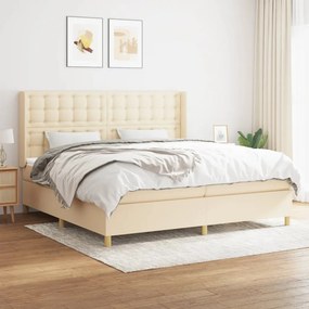 Box spring postel s matrací krémová 200x200 cm textil 3132342
