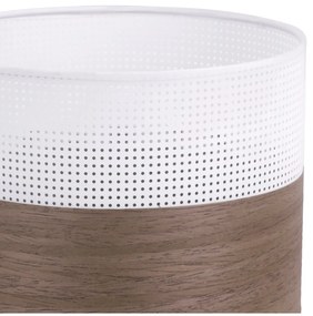 Light Home Závěsné svítidlo Wood, 1x hnědá ořechová dýha/bílé plastové stínítko, (fi 20cm)