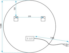 Nástěnné zrcadlo s LED osvětlením MMJ 60 cm růžově zlaté