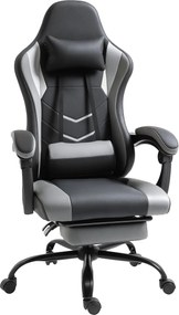 Vinsetto Ergonomická herní židle Kancelářská židle, otočná židle s nastavitelnou výškou, nastavitelný polštář na bedra s opěradlem Černá 62x52x128 cm