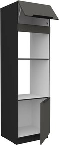 ARIA pe | vysoká skříňka 60 DPM-210 2F na vestavnou troubu a mikrovlnku | 60 cm | ANTI FINGERPRINT povrch | černá/šedá grafit