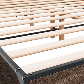 Rám postele hnědý dub 140 x 190 cm kompozitní dřevo a kov 3280036