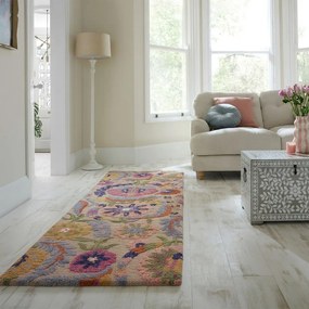 Ručně tkaný vlněný běhoun 80x300 cm Amira Floral – Flair Rugs
