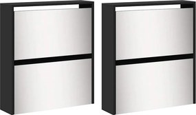 Botník se zrcadlem 4patrový černý 63 x 17 x 134 cm 3228274