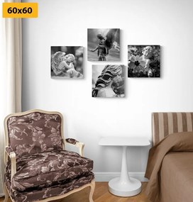 Set obrazů nebeská harmonie v černobílém provedení - 4x 60x60 cm