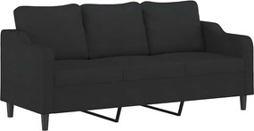 3místná pohovka s polštáři černá 180 cm textil 3200857