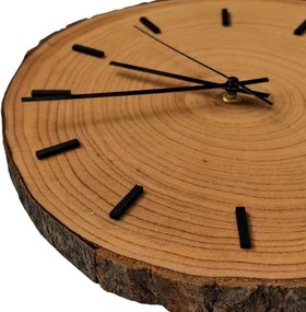 Nástěnné hodiny z průřezu dřeva s číslicemi a kůrou | SENTOP KOR007