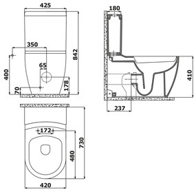 CREAVIT GRANDE WC kombi XL, spodní/zadní odpad, bílá GR360