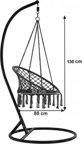Šedé závěsné křeslo KOLUMBIA s polštářem