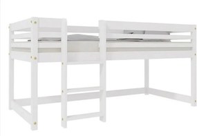 Benlemi Nízká vyvýšená postel TULY s žebříkem 90x200 cm Zvolte barvu: Světle šedá, Zvolte stranu: Vlevo, Zvolte variantu: Bez závěsu