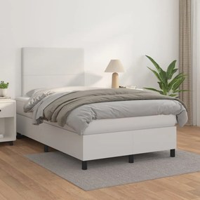 Box spring postel s matrací bílá 120x200 cm umělá kůže