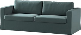 Potah na pohovku IKEA Karlstad 3-místná, nerozkládací, dlouhý barva zelená látka sametová