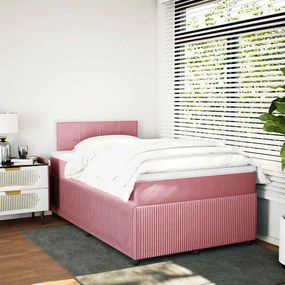 Box spring postel s matrací růžová 120x190 cm samet 3287691