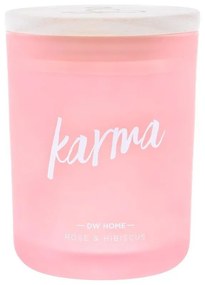 dw HOME Vonná svíčka Yoga - Karma 425 g, růžová barva, sklo, dřevo, vosk