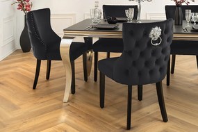 Designová židle Queen Lví hlava černý samet
