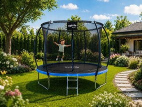 TRENDIE Trampolína s vnitřní sítí 252 cm modrá + žebřík