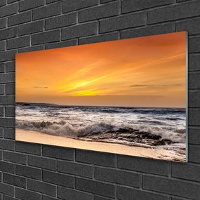 Obraz na skle Moře Slunce Vlny Krajina 125x50 cm