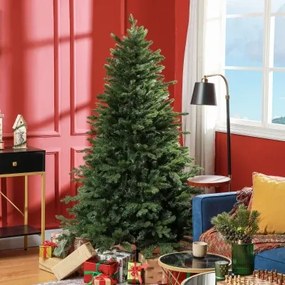 HOMCOM vánoční strom umělý 180 cm, vánoční stromek se 1821 nehořlavými špičkami, skládací kovový stojan