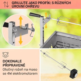 Klarstein Sauenland Mini, rotační gril s rožněm, otočný špíz, 4W, 12 kg max., nerezová ocel